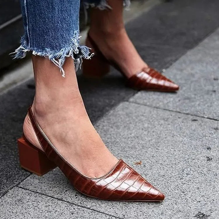 Magda® | Orthopedic Women'S Pumps With Block Heel And Crocodile Patter ...